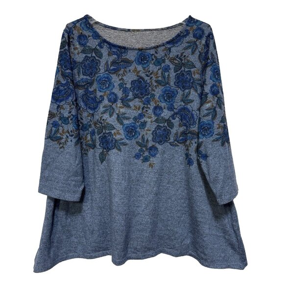 Ruby Rd. | Tops | Ruby Rd Women Top X 34 Sleeve Blue Floral Polyester ...